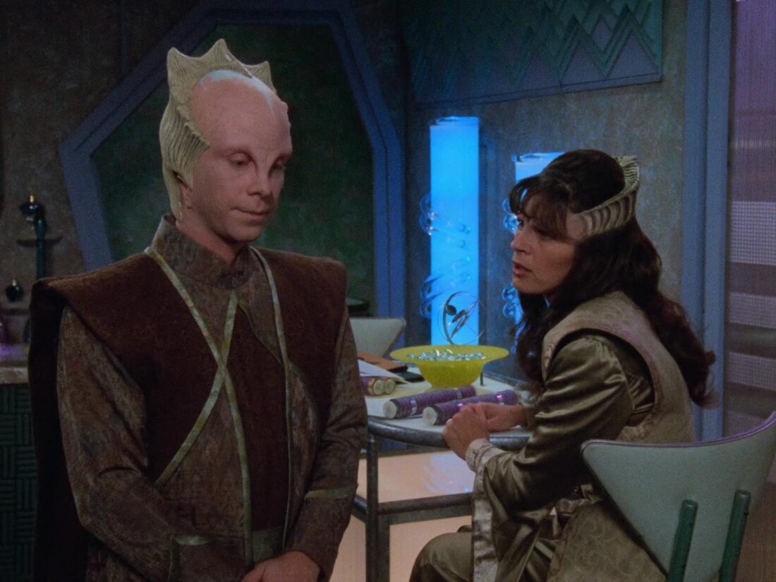 Lennier and Delenn discuss his new appointment with the Rangers in ...